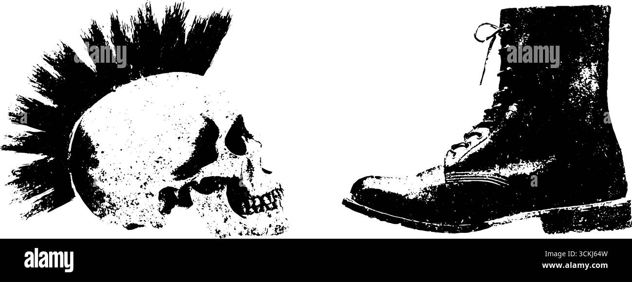 Edgy punk stencil collection in black and white for urban design Stock ...