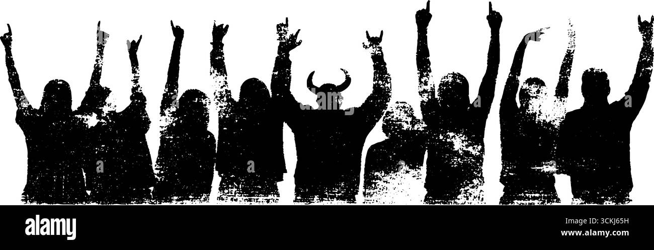 Grungy black and white crowd stencil for urban design collection Stock ...