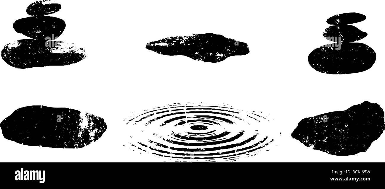 Black and white river rock stencil set for artistic design Stock Vector ...