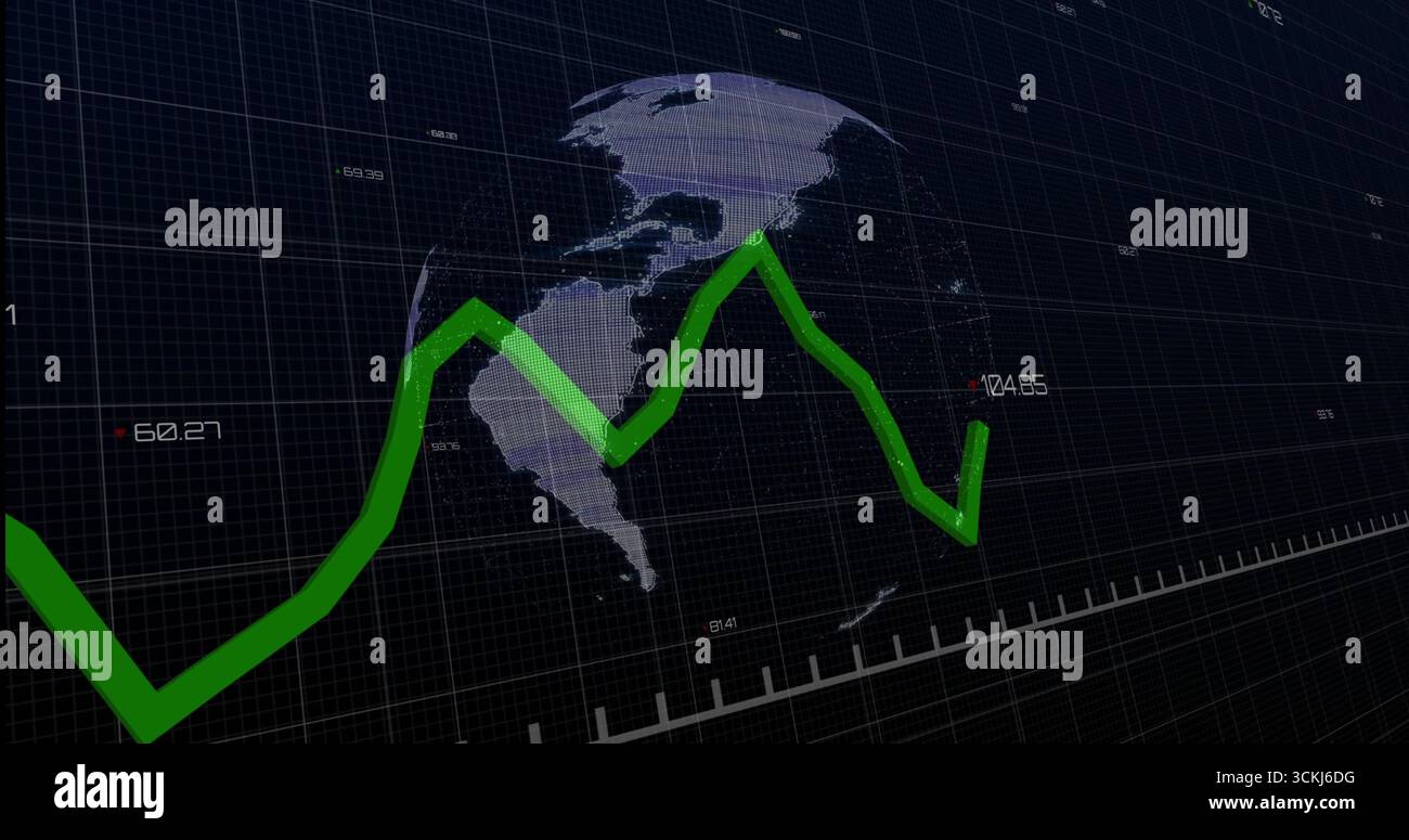 Presenting green zigzag line graph with numeric labels on semi ...
