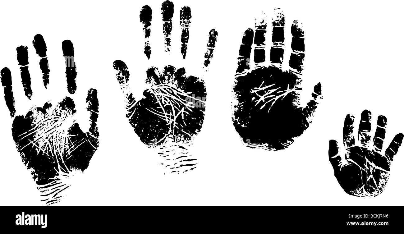 Black and white handprint stencil set for art and design projects Stock ...