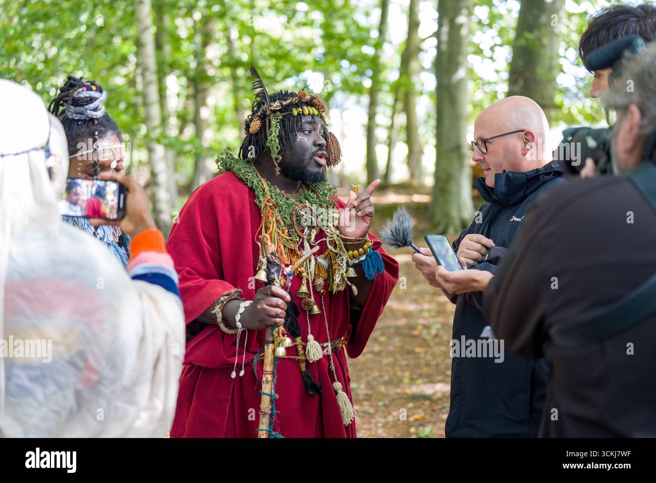 'King Atehene' speaks to the media at the campsite in woods near ...