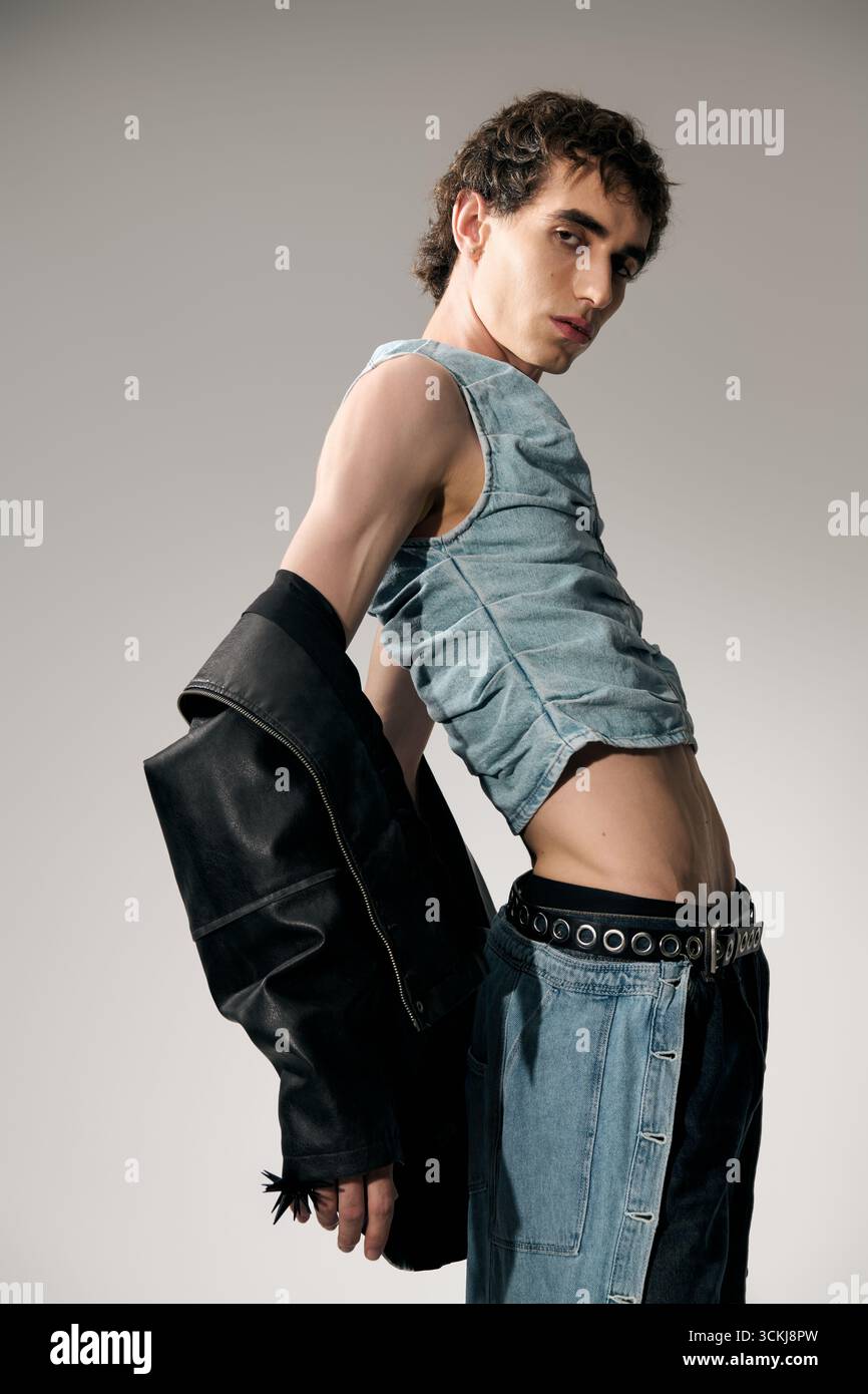 Fitted denim outfit hi-res stock photography and images - Alamy