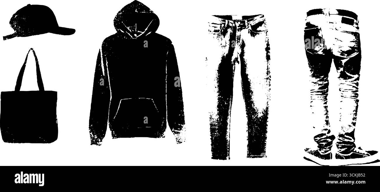 Black and white stencil fashion collection for urban design projects ...