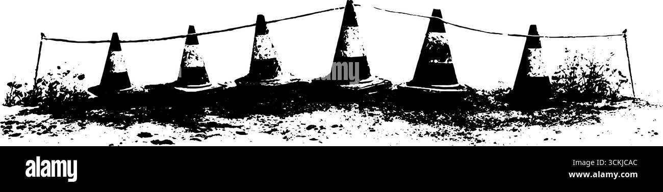 Black and white traffic cone stencil set for urban design Stock Vector ...