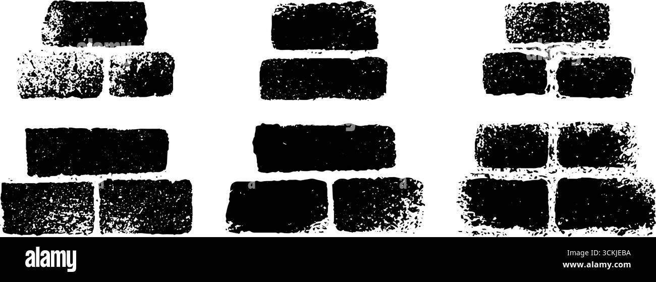 Black and white stencil set of grunge brick patterns for urban design ...