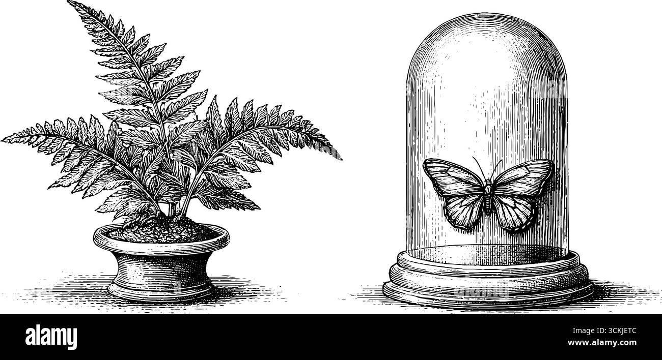 Victorian bell jar Stock Vector Images - Alamy