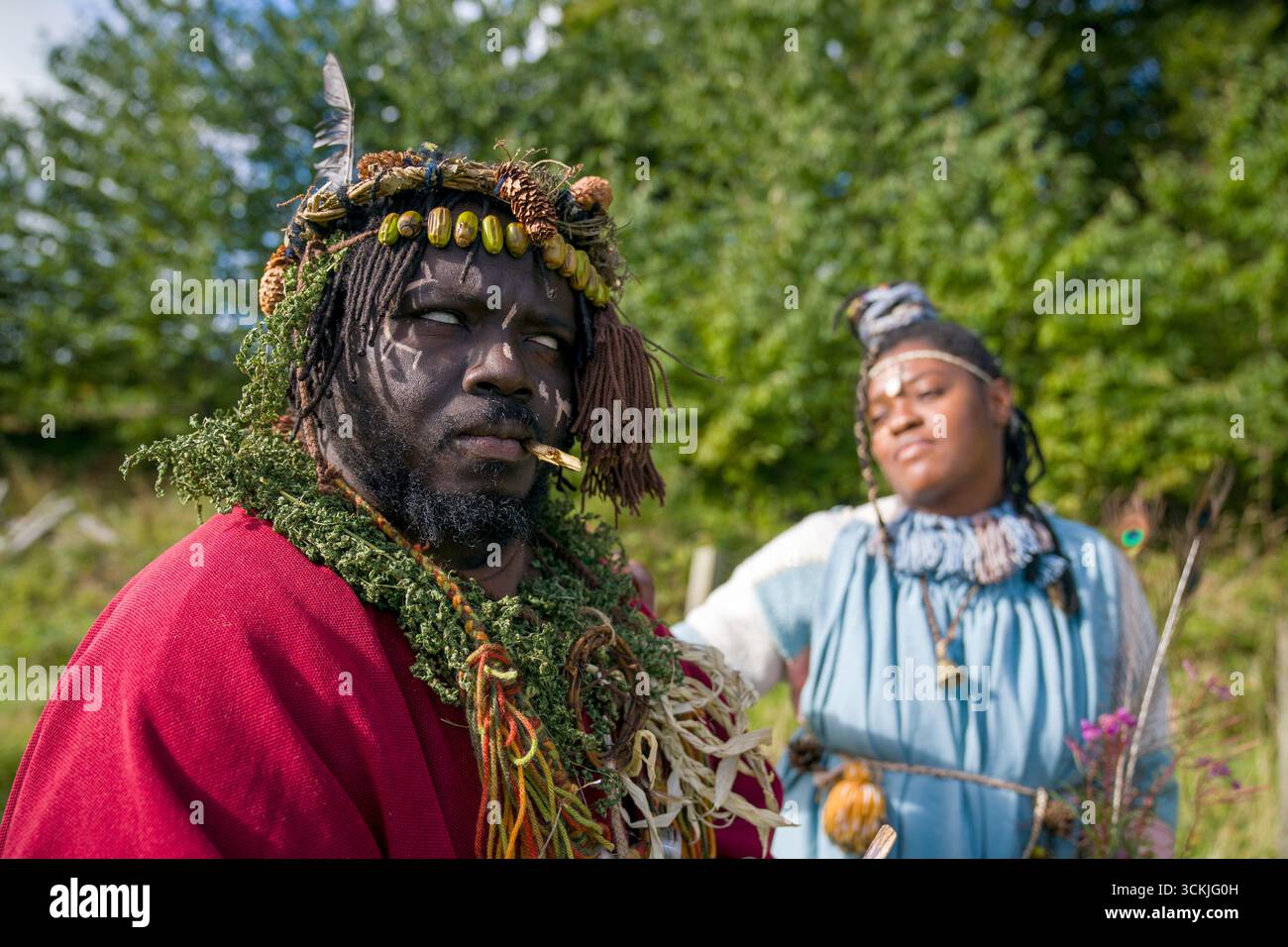 'King Atehene' at the campsite in woods near Jedburgh. He claims to be ...