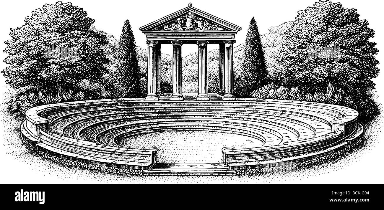 Greek theatre columns stage in Stock Vector Images - Alamy