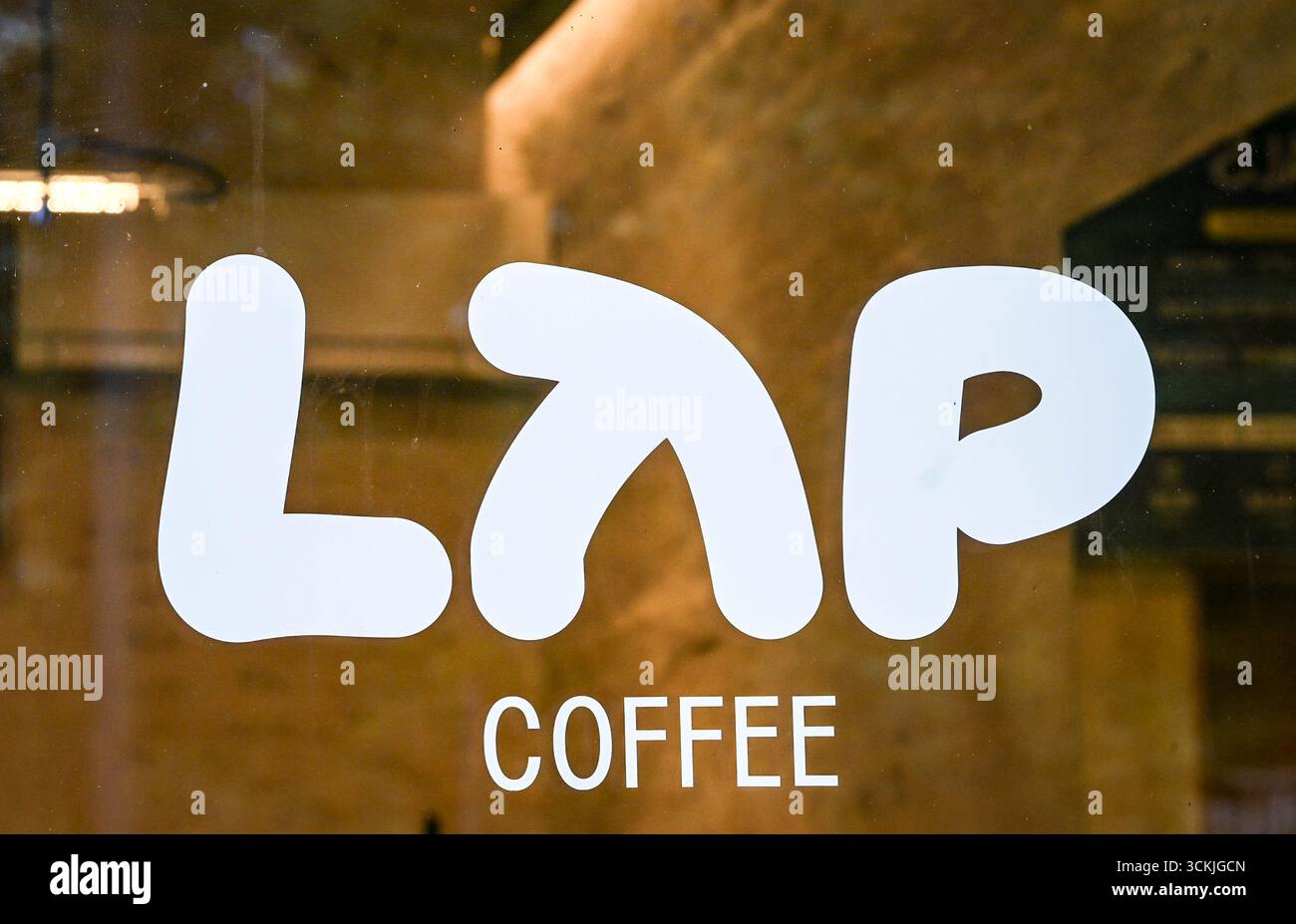 12 September 2025, Berlin: The logo of the Lap Coffee chain in ...