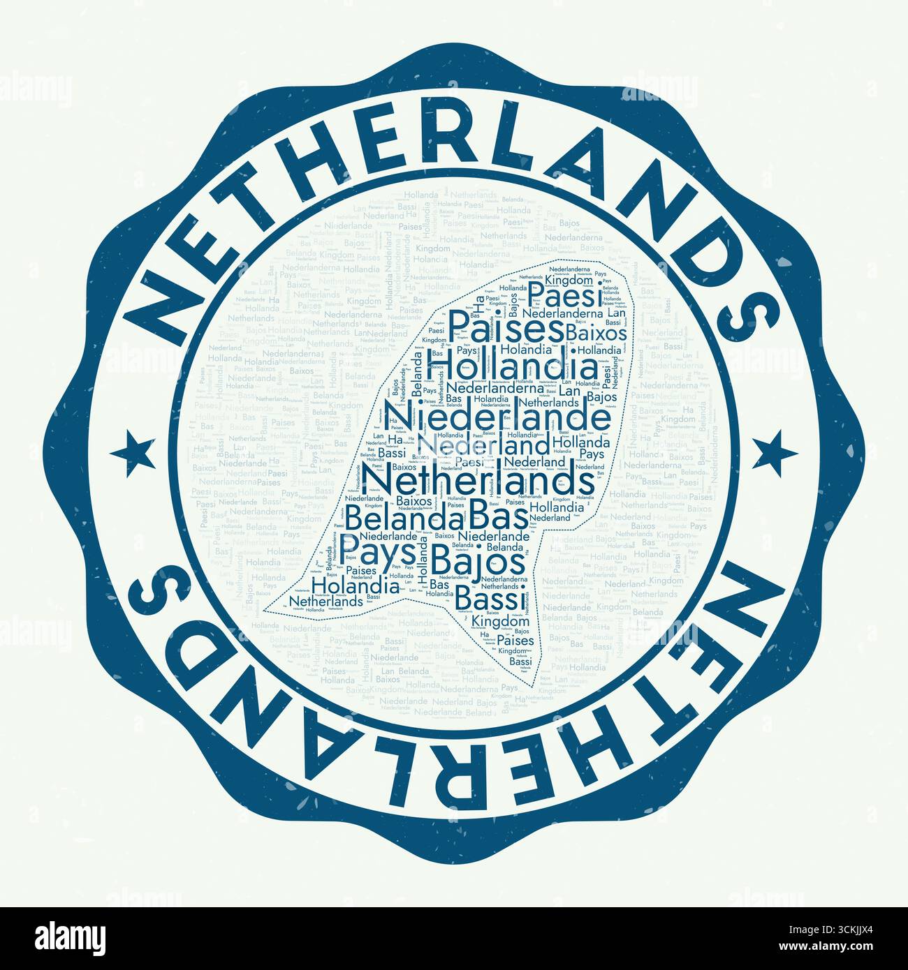 Netherlands logo. Artistic country badge with word cloud in the shape ...