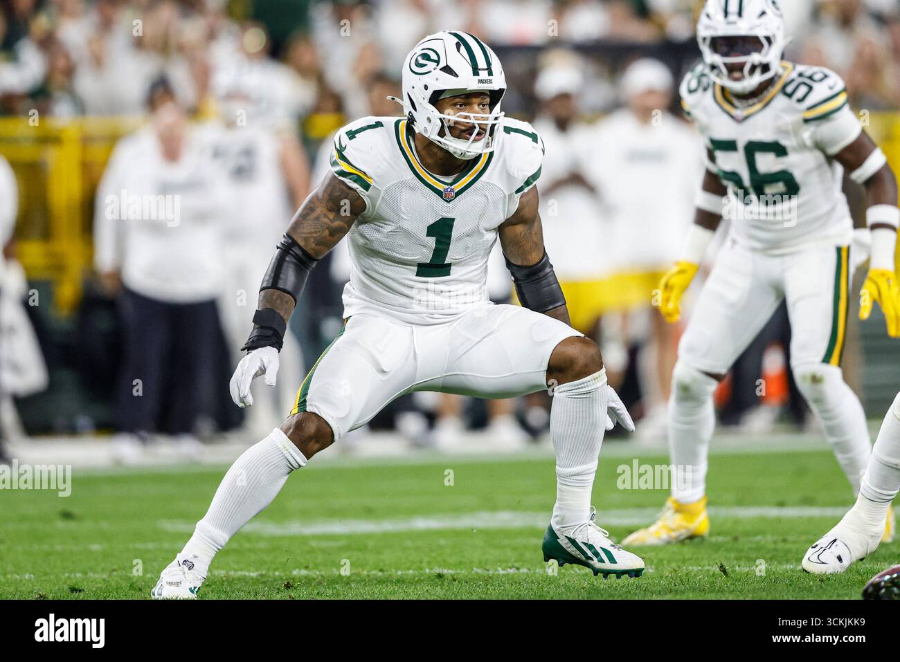 Green Bay Packers defensive end Micah Parsons (1) rushes during a NFL ...