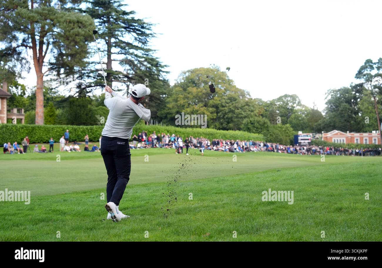 Rory McIlroy on the 17th during day two of the 2025 BMW PGA ...