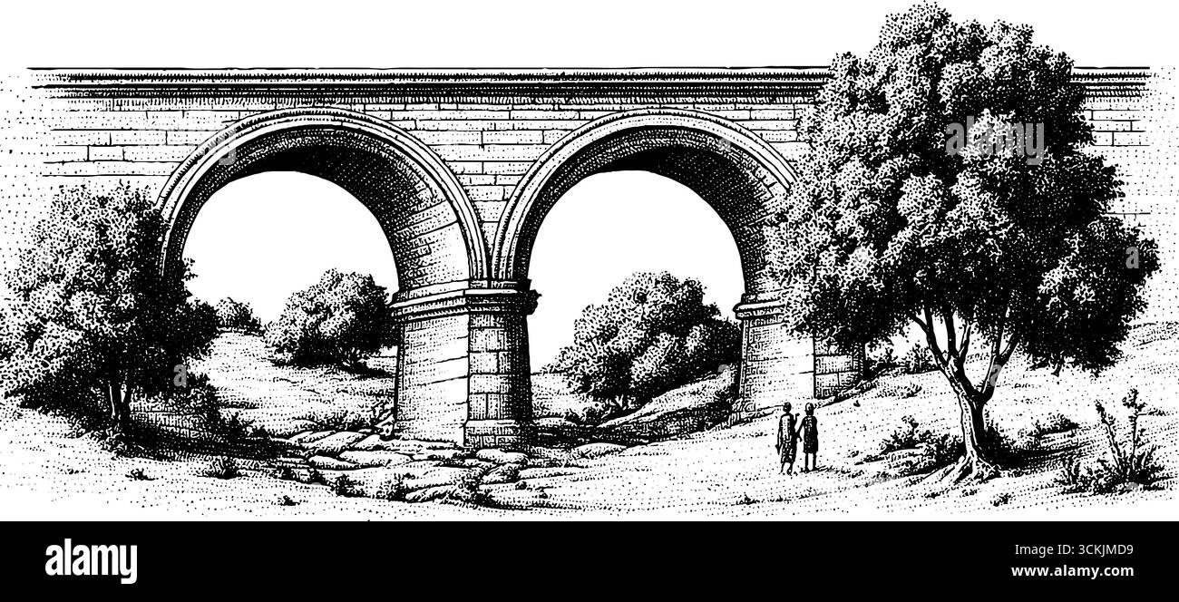 Couple stone bridge Stock Vector Images - Alamy