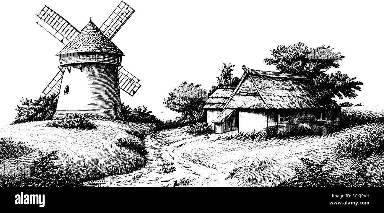 Idyllic thatched cottage roof Stock Vector Images - Alamy