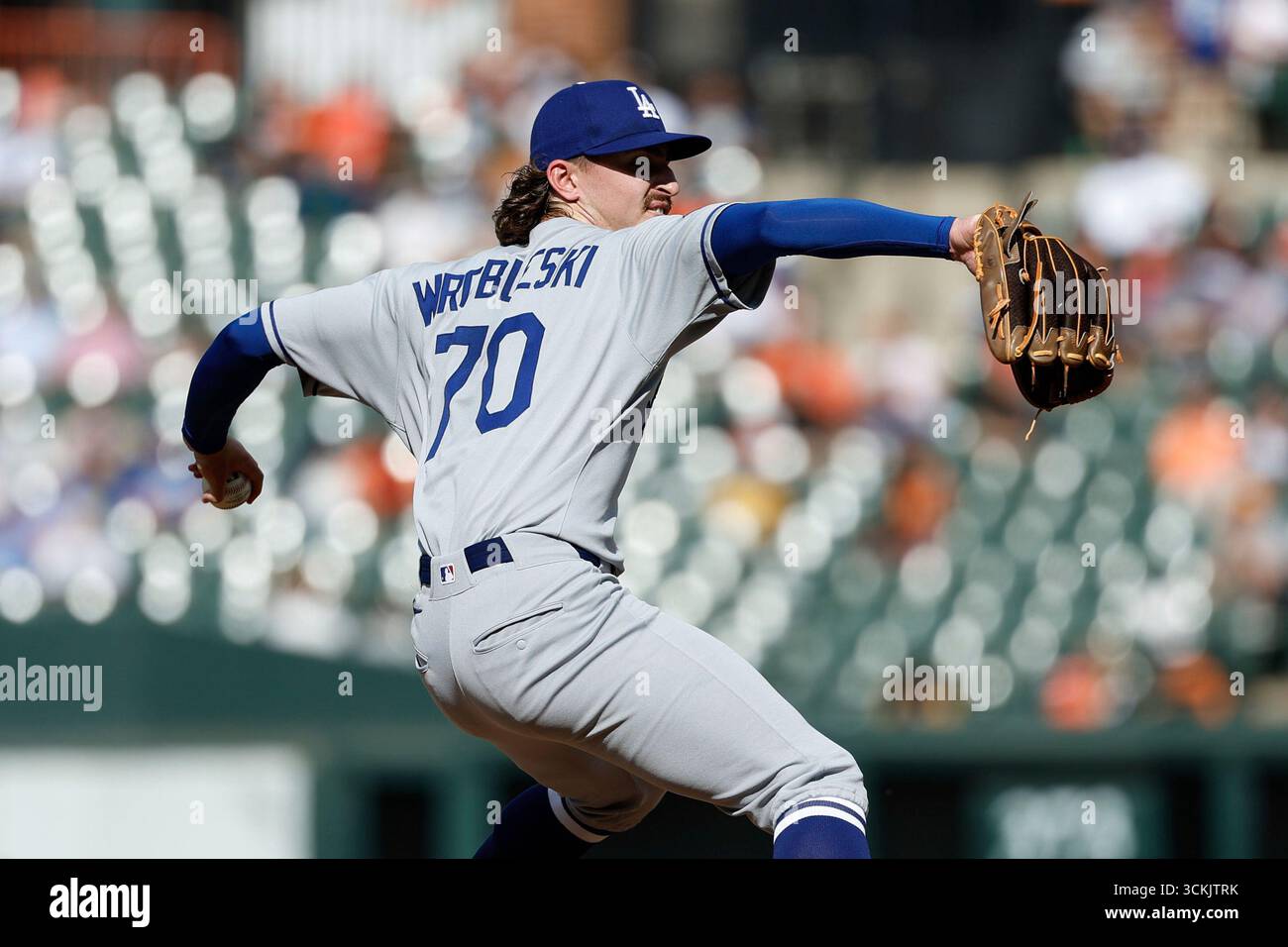 Los Angeles Dodgers pitcher Justin Wrobleski (70) throws during the ...