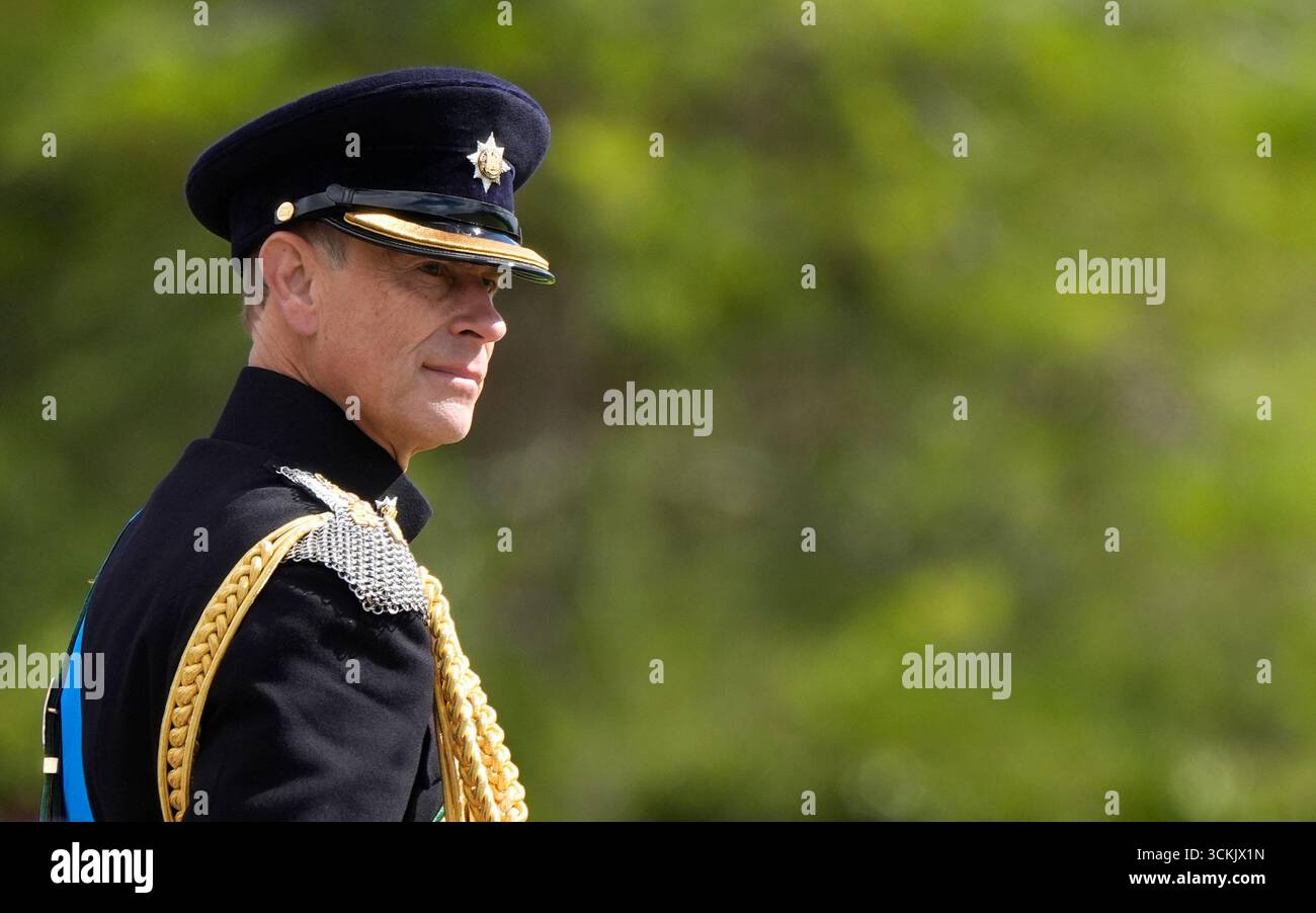 The Duke of Edinburgh during his visit to Battlesbury Barracks, in ...