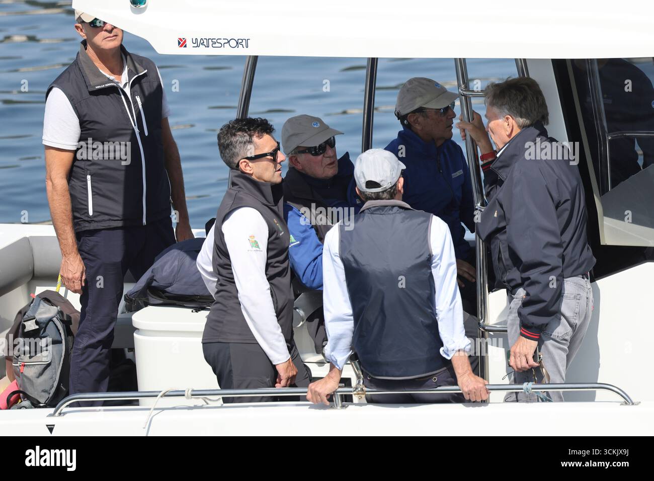King Juan Carlos and Pedro Campos embarking, on September 12, 2025, in ...