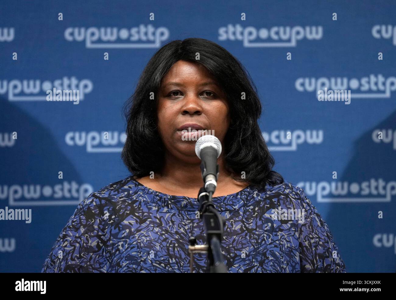 CUPW National President Jan Simpson is seen during a news conference in ...