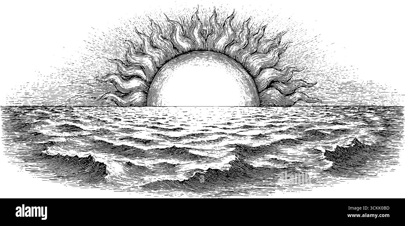 Vintage sunrise ripple reflection Stock Vector Images - Alamy