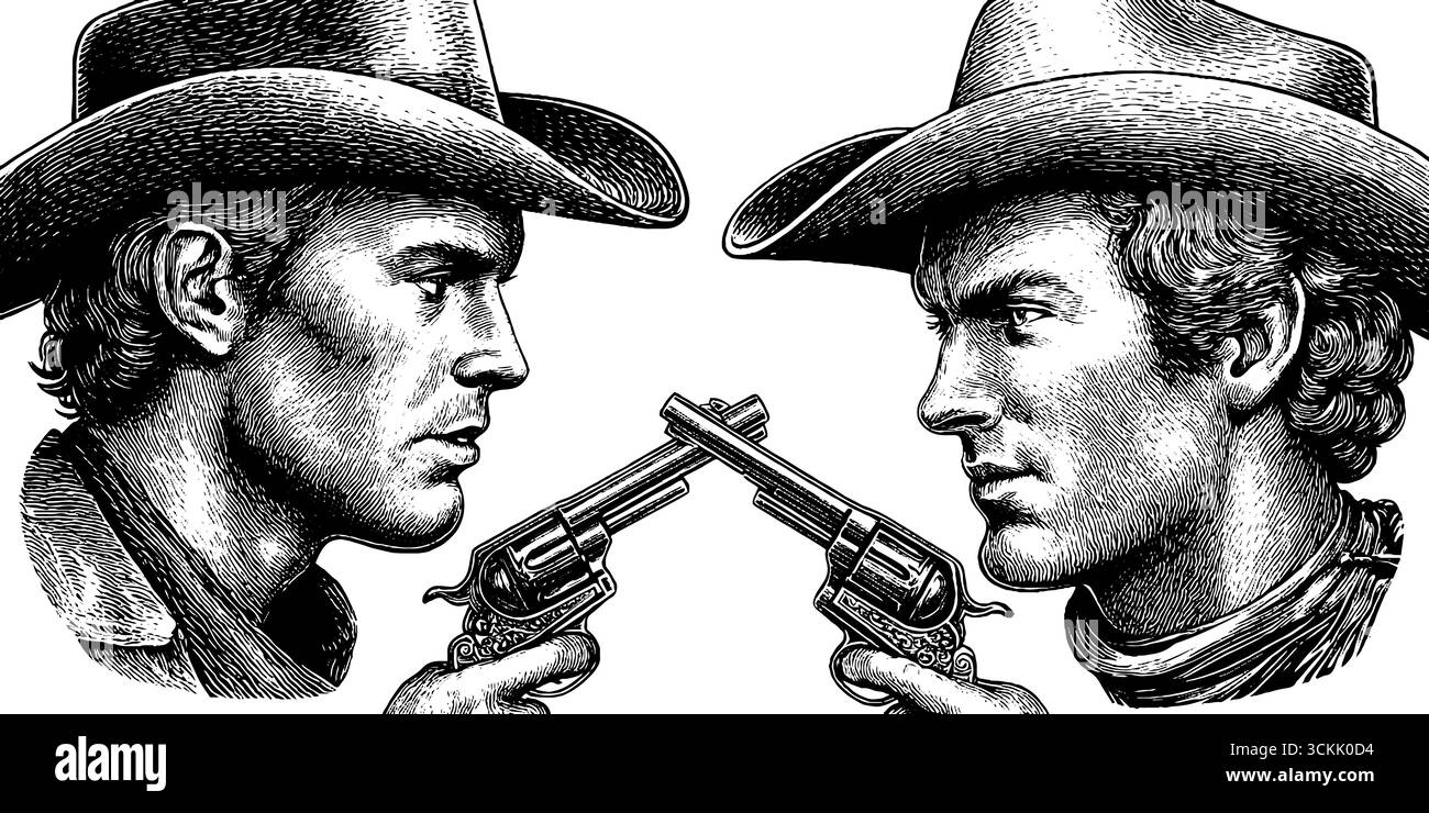 Wild west cowboys pistols Black and White Stock Photos & Images - Alamy