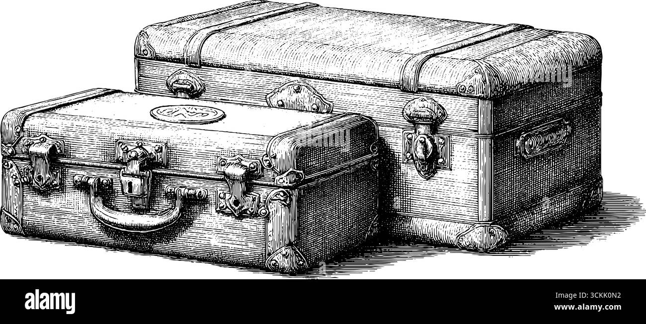Old fashioned trunks Stock Vector Images - Alamy