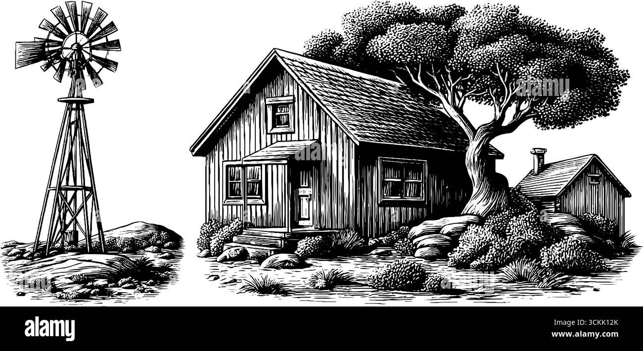 Rustic landscape featuring Stock Vector Images - Alamy