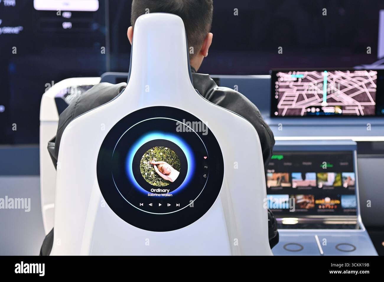 Samsung booth with OLED cockpit, screens, monitors, and displays. IAA ...