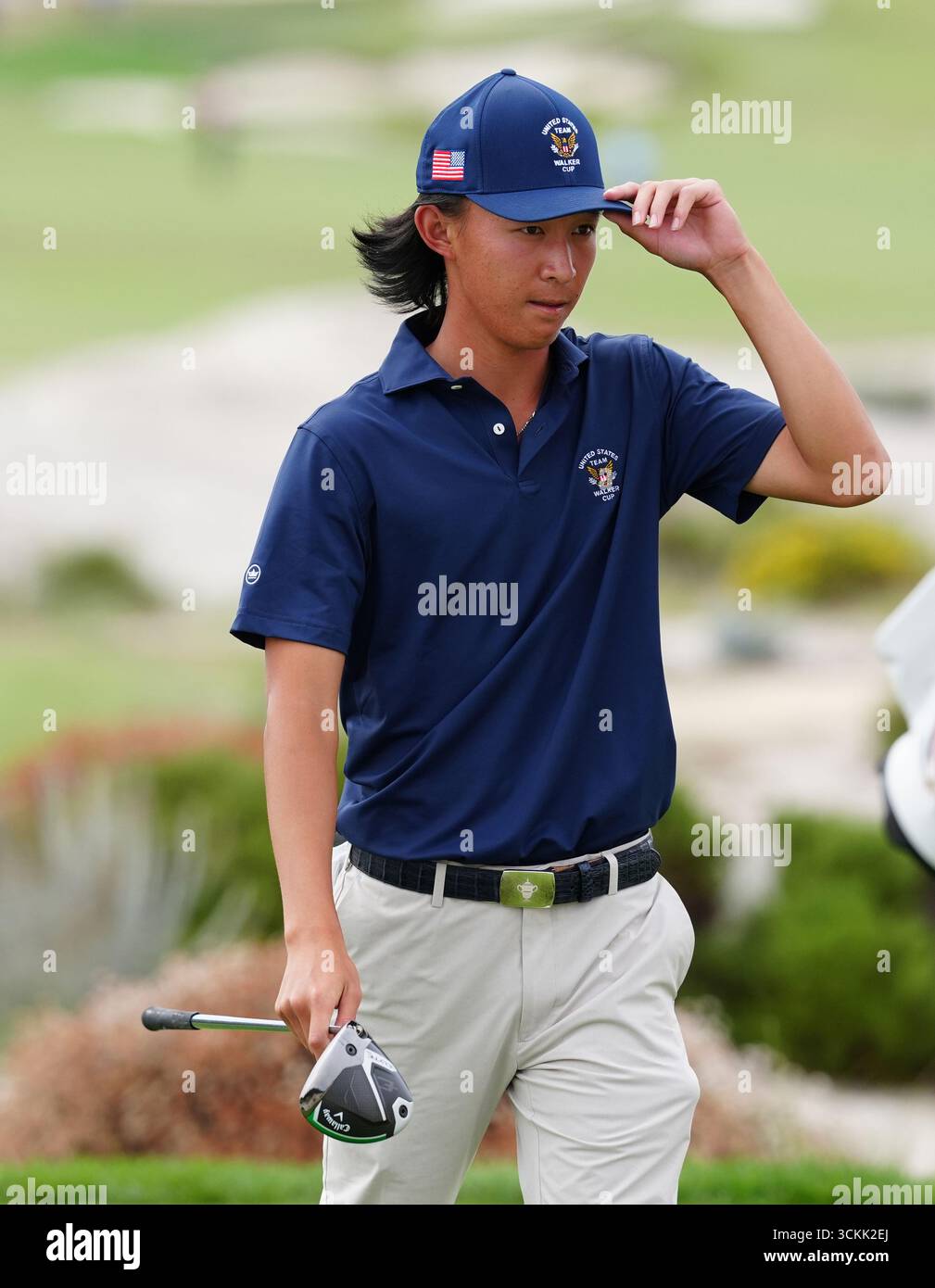 PEBBLE BEACH, CA - SEPTEMBER 07: Team USA golfer Ethan Fang walks to ...