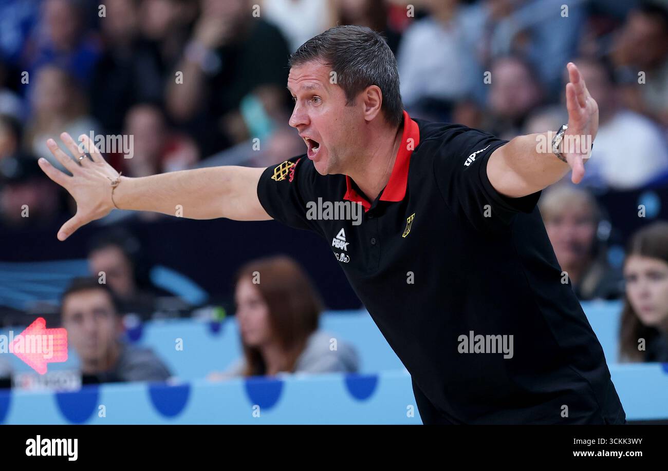 Germany's head coach Alex Mumbru during FIBA Eurobasket 2025 semi-final ...