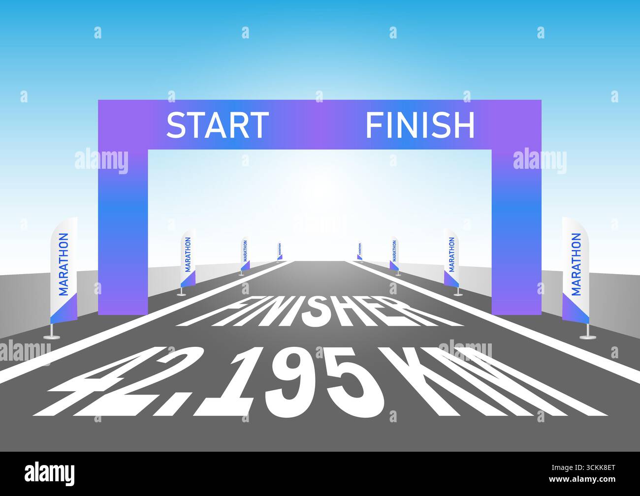 Marathon Running Event Concept. Marathon Signboard 42.195 Kilometers ...