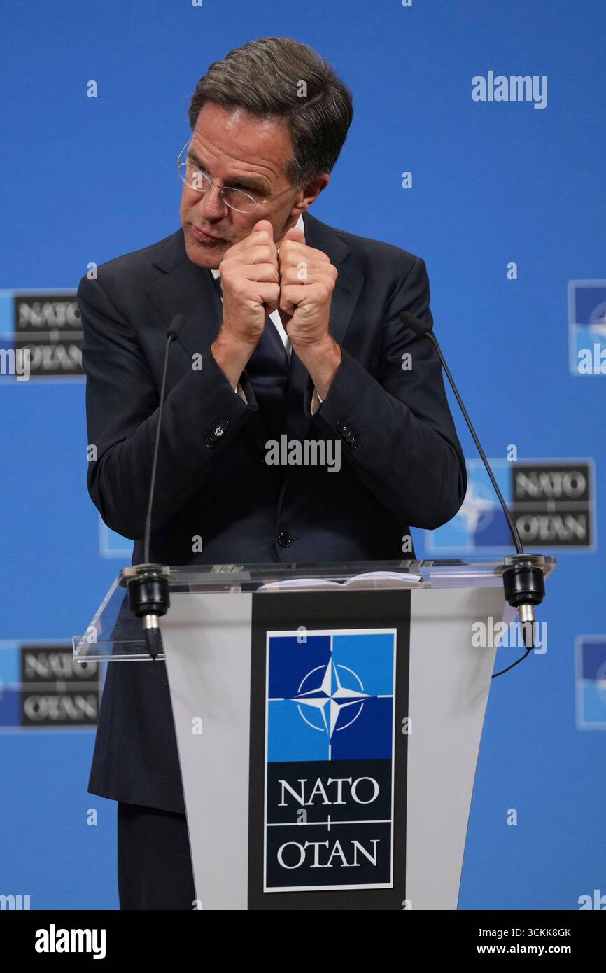 NATO Secretary General Mark Rutte addresses the media at NATO ...