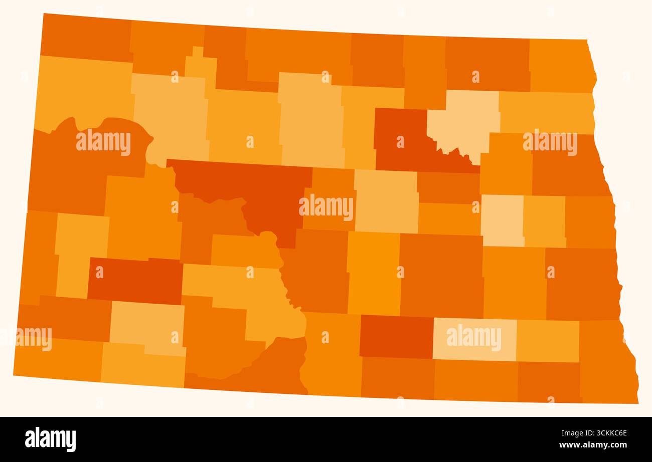 Map of North Dakota with counties. Just a simple state border map with ...
