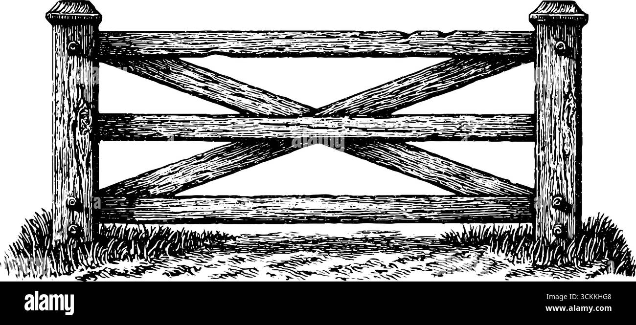 Handmade wooden gate Stock Vector Images - Alamy