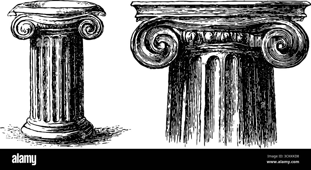 Engraved architectural illustration classical Stock Vector Images - Alamy