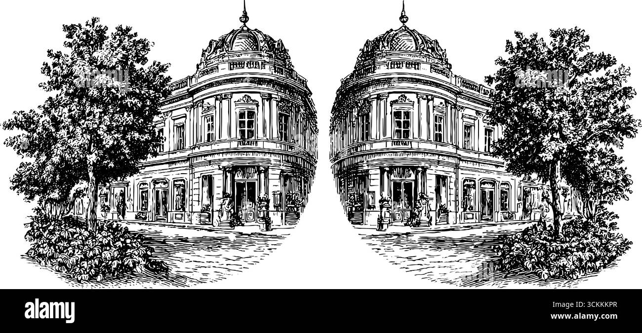 Vintage architectural designs of art deco department store for ...