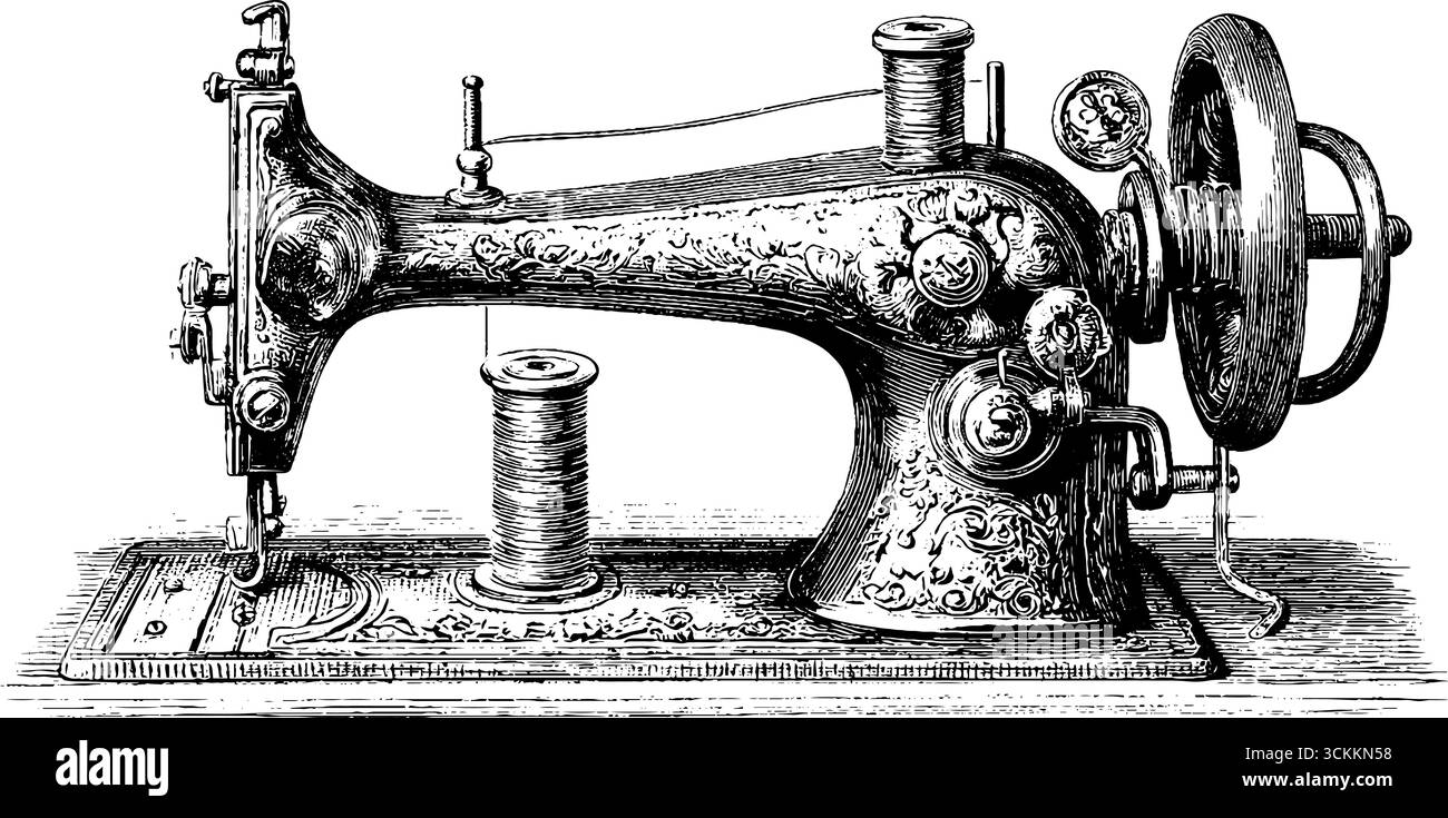 Vintage hand crank sewing Stock Vector Images - Alamy