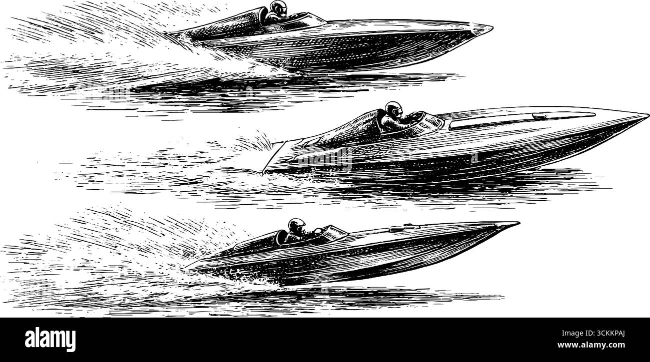 Vintage racing boats Stock Vector Images - Alamy