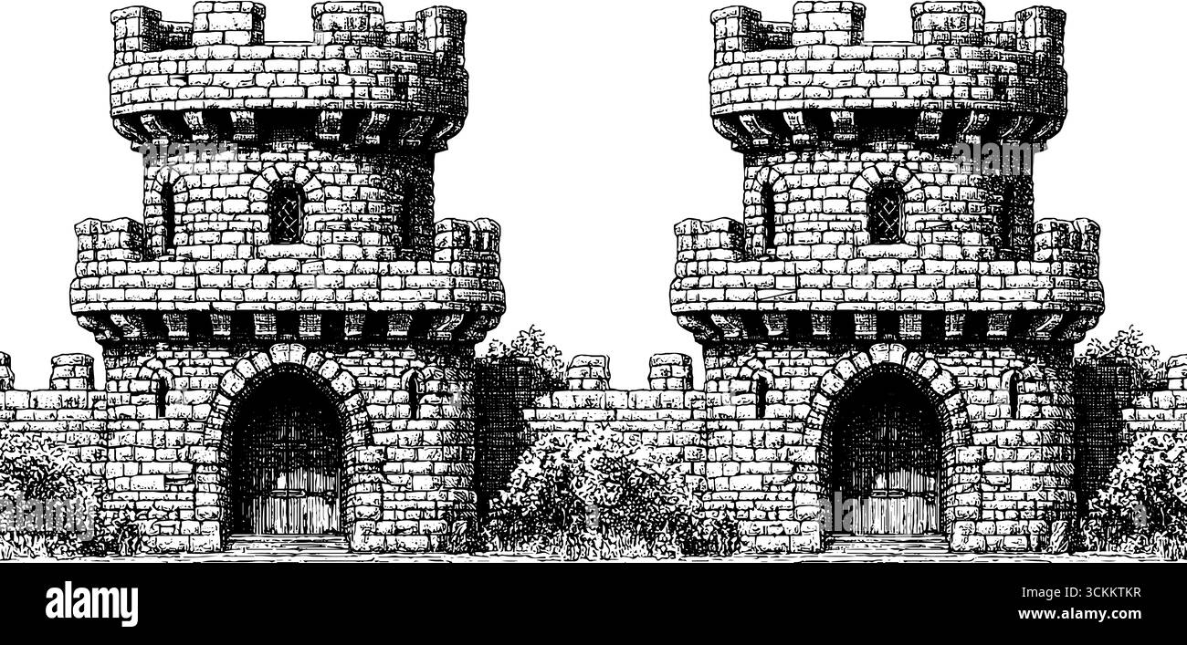 Medieval style building towers Stock Vector Images - Alamy