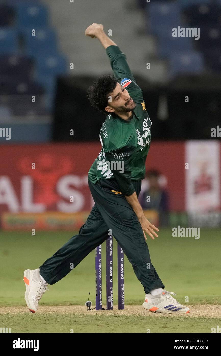Pakistan's Sufiyan Muqeem bowls a delivery during the Asia Cup Cricket ...