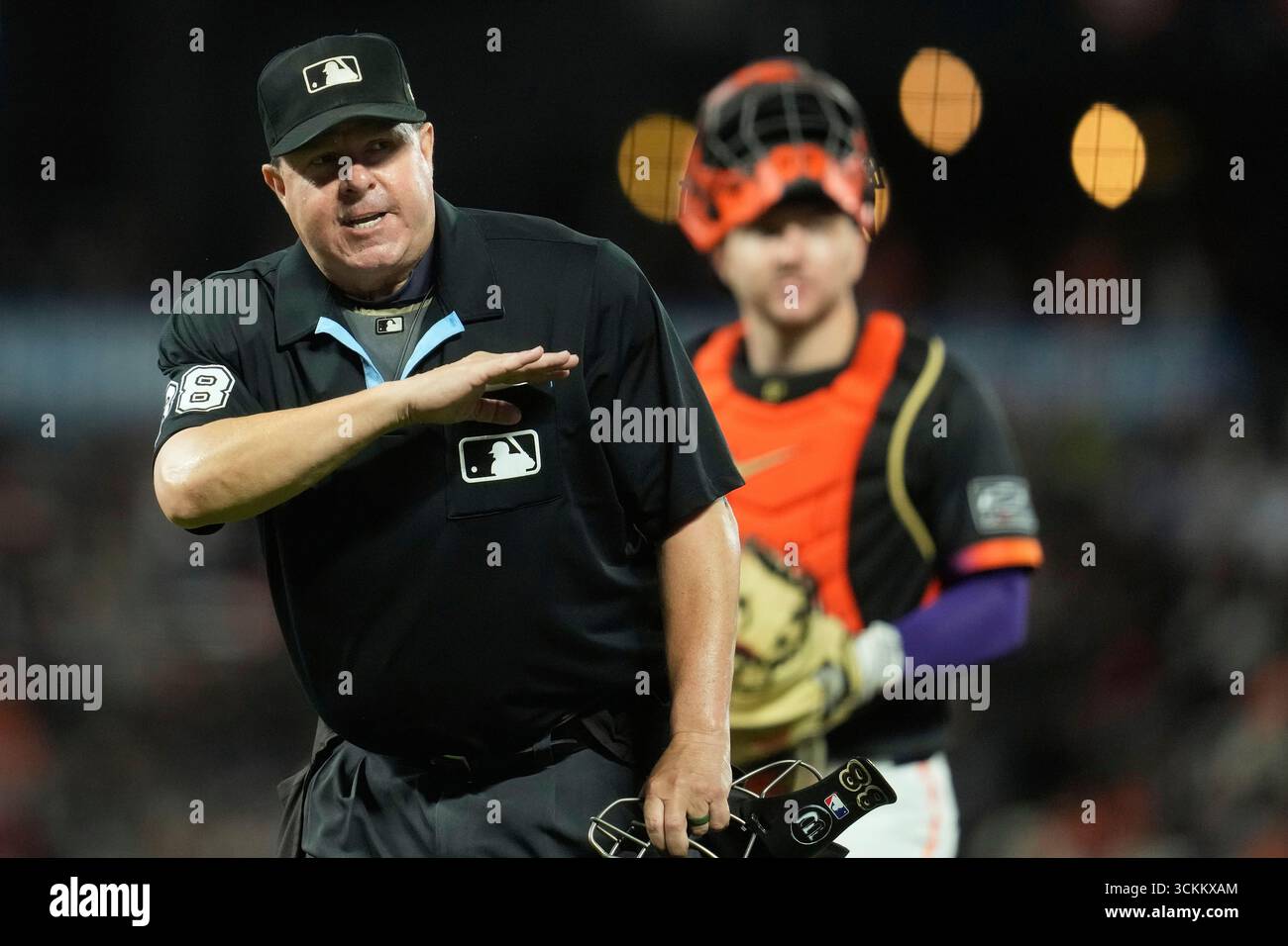 Umpire Doug Eddings during a baseball game between the San Francisco ...