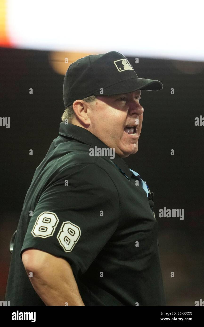 Umpire Doug Eddings during a baseball game between the San Francisco ...