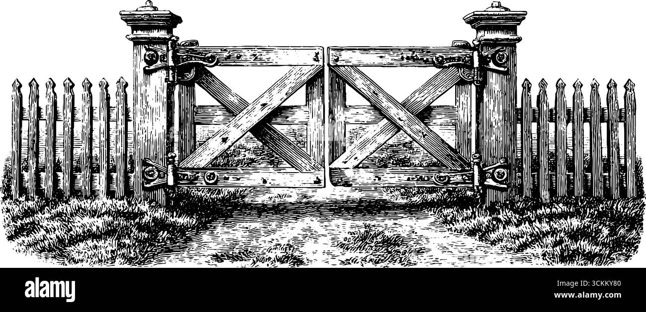 Wooden Pasture Gate Stock Vector Images Alamy