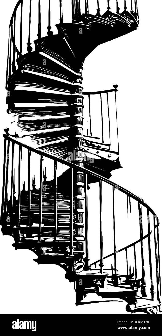 Vintage spiral staircase Stock Vector Images - Alamy