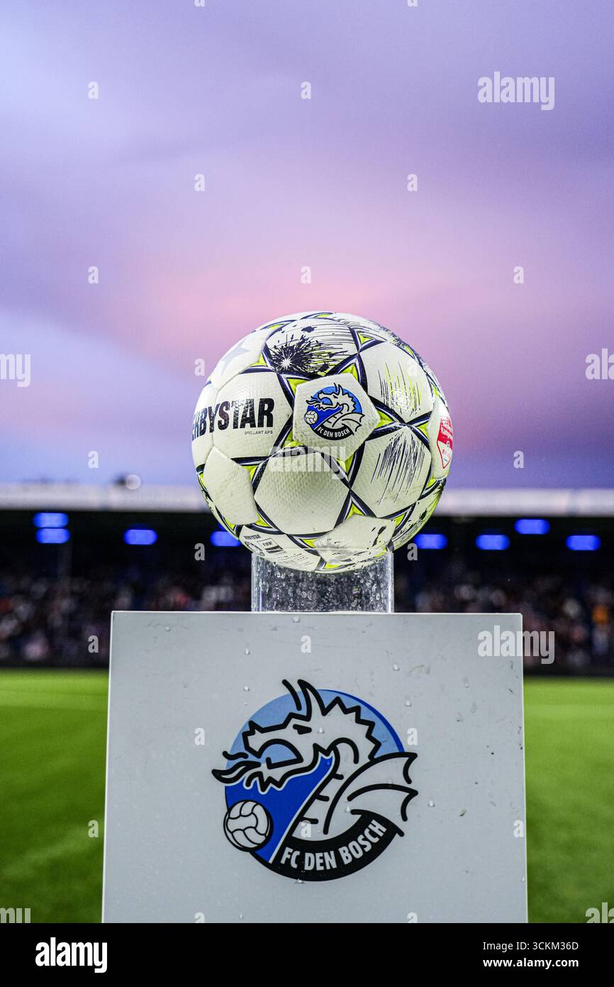 DEN BOSCH, NETHERLANDS - SEPTEMBER 12: Derbystar matchball on a stand ...