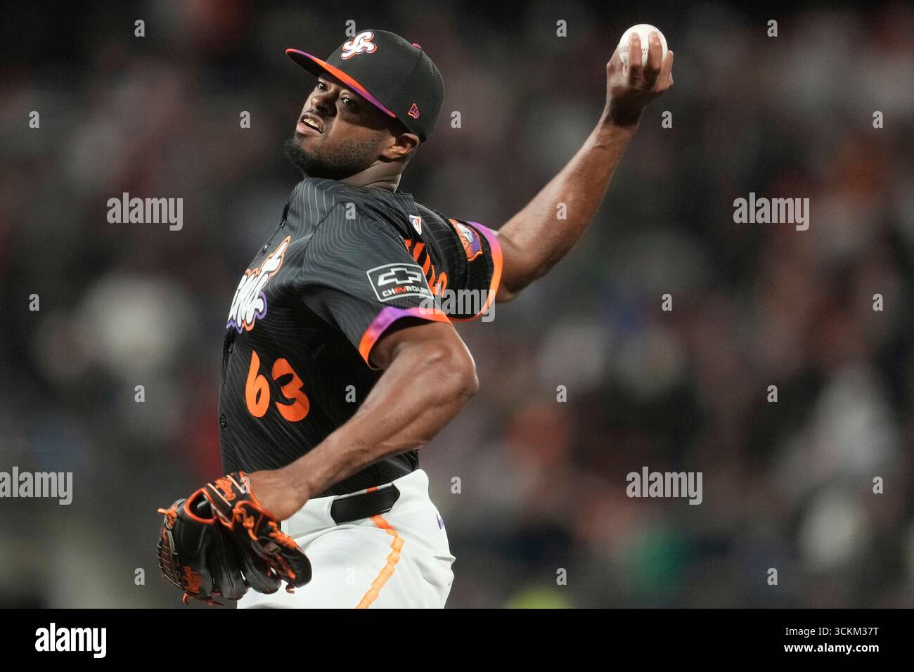 San Francisco Giants pitcher Joel Peguero during a baseball game ...