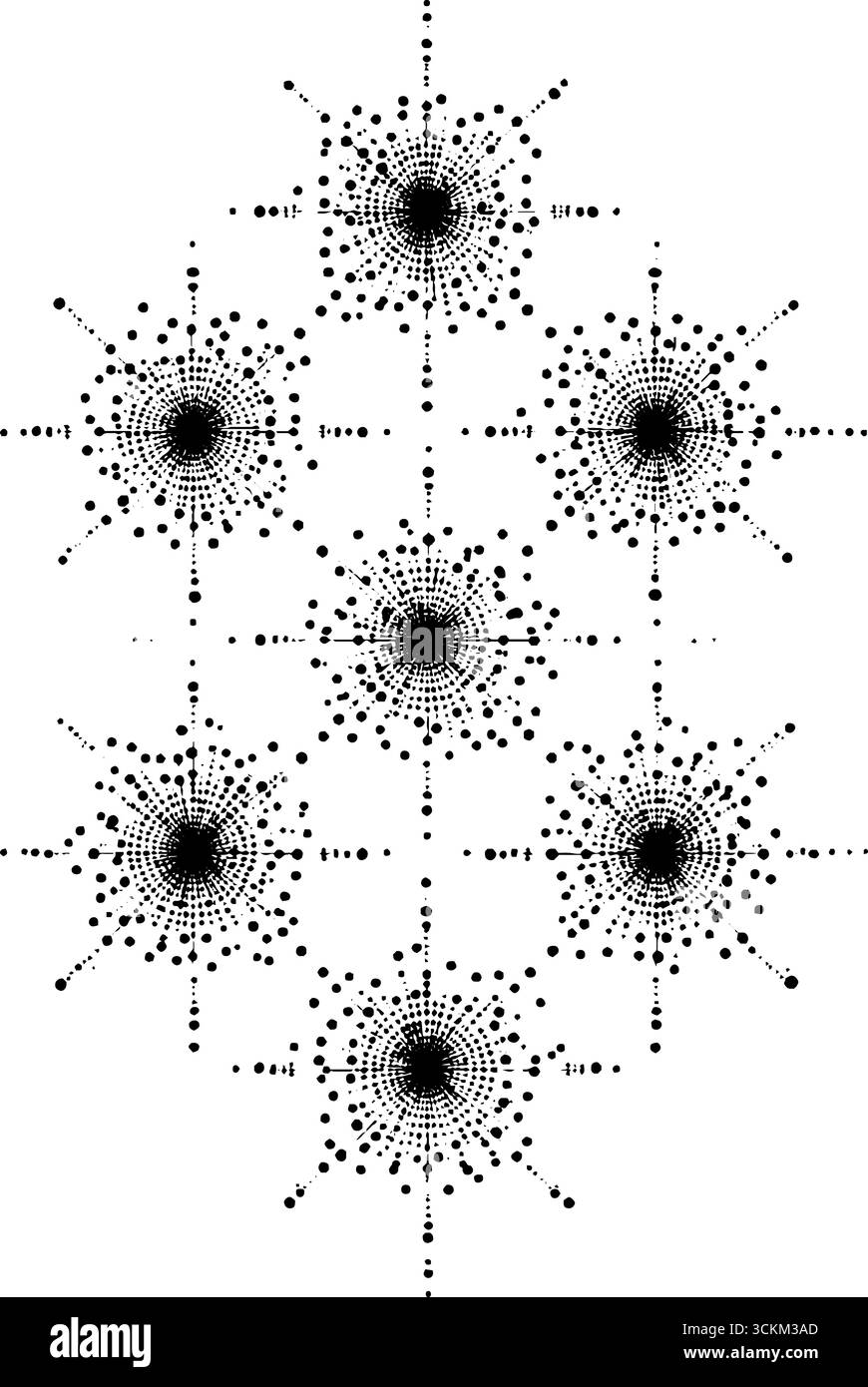Abstract grid of dotted floral arrangements for artistic design and ...