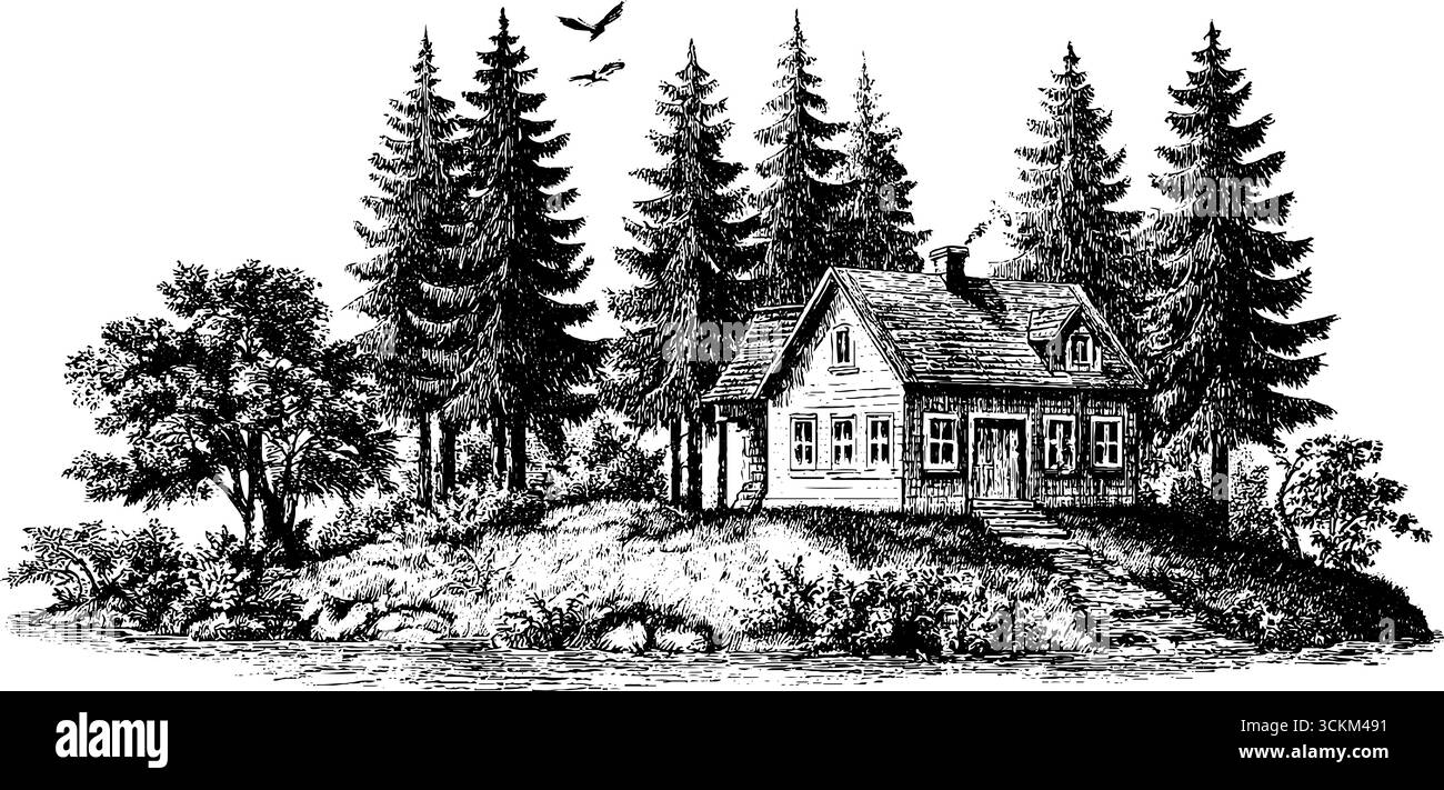 Rural retreat design Stock Vector Images - Alamy