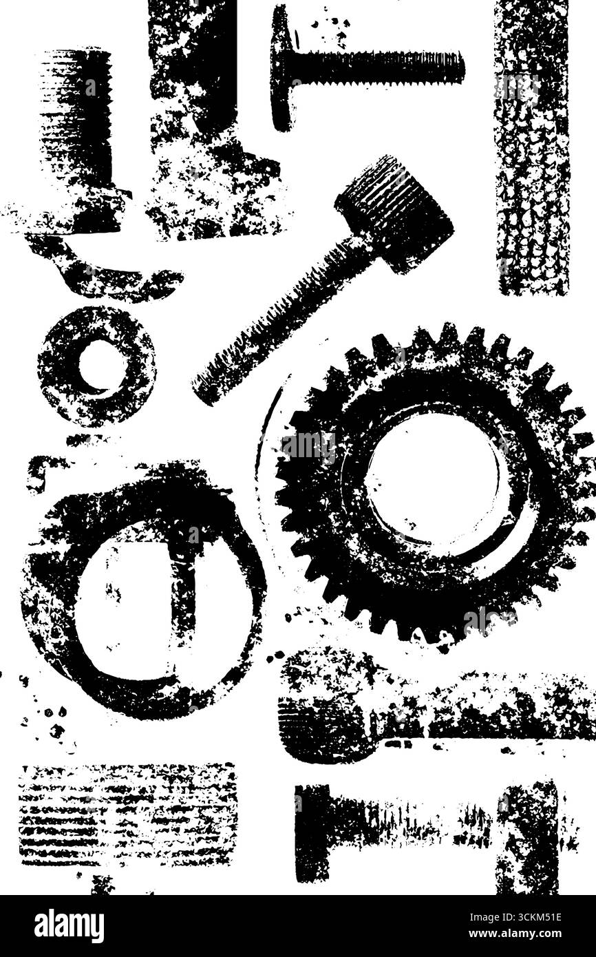 Industrial grunge mechanical parts collage for design and art projects ...