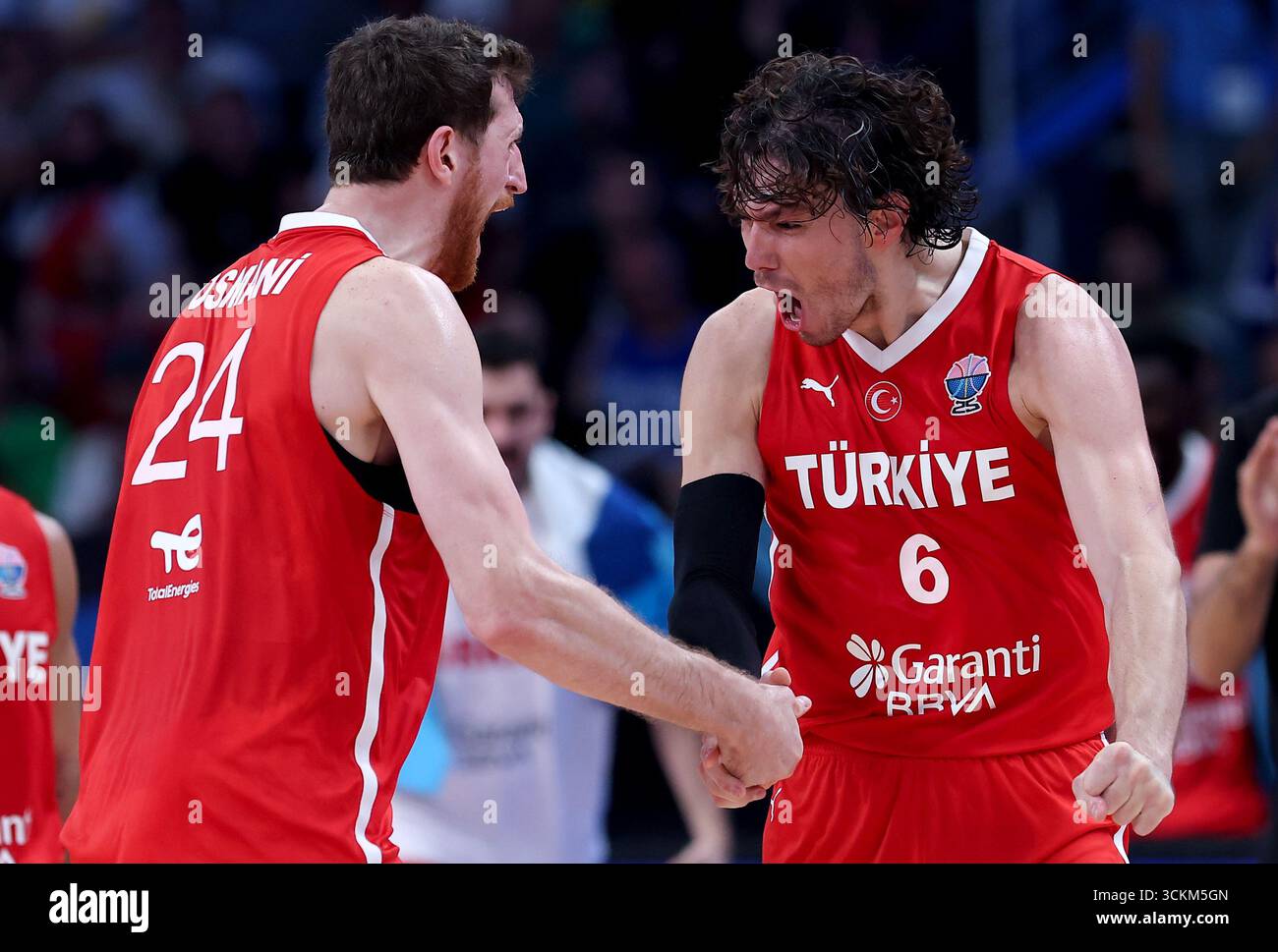 Turkey's Ercan Osmani and Cedi Osman during FIBA Eurobasket 2025 semi ...